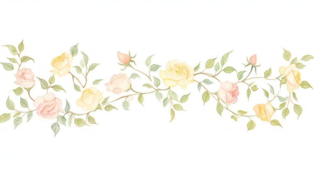 Roses as divider line watercolour | Free Photo Illustration - rawpixel