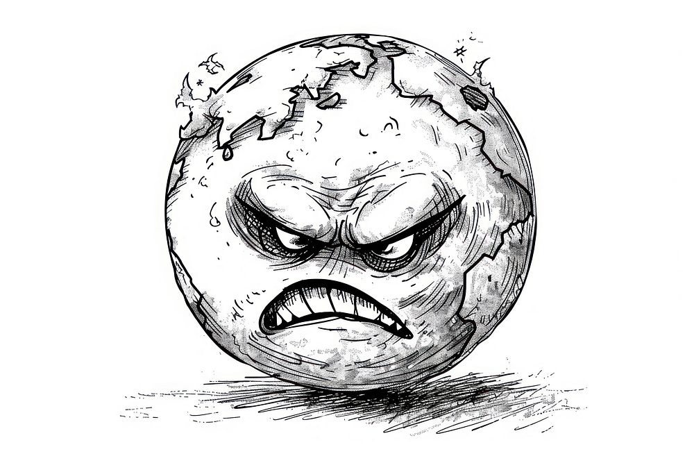 Angry earth emoji drawing illustrated | Free Photo Illustration - rawpixel