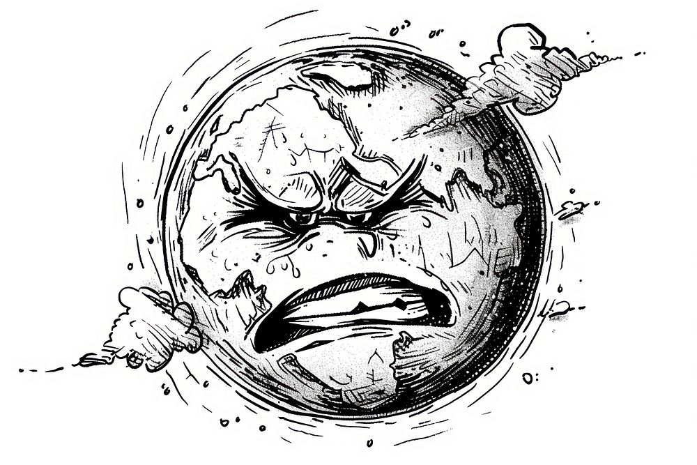 Angry earth emoji drawing illustrated | Free Photo Illustration - rawpixel
