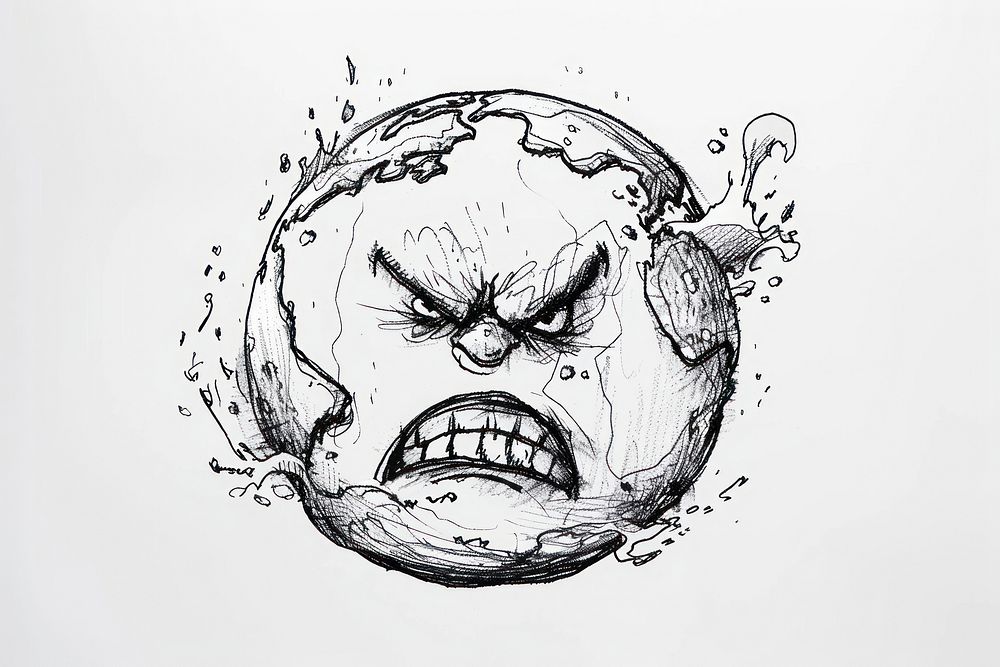 Angry earth emoji drawing illustrated | Free Photo Illustration - rawpixel