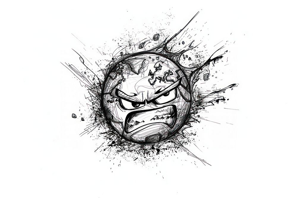 Angry earth emoji drawing illustrated | Free Photo Illustration - rawpixel