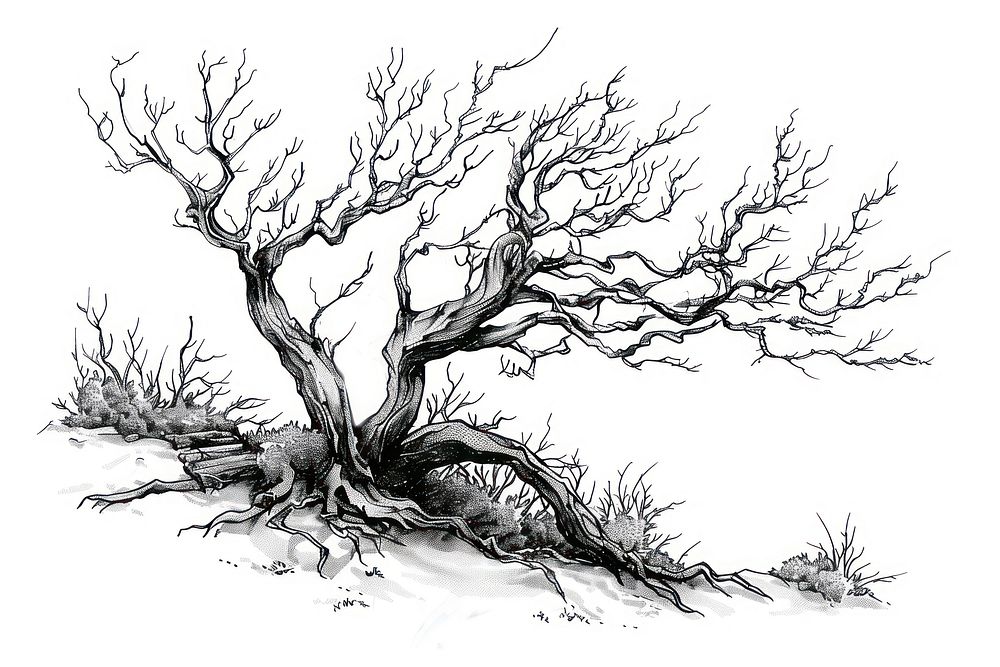 Dying tree drawing illustrated sketch. | Free Photo Illustration - rawpixel
