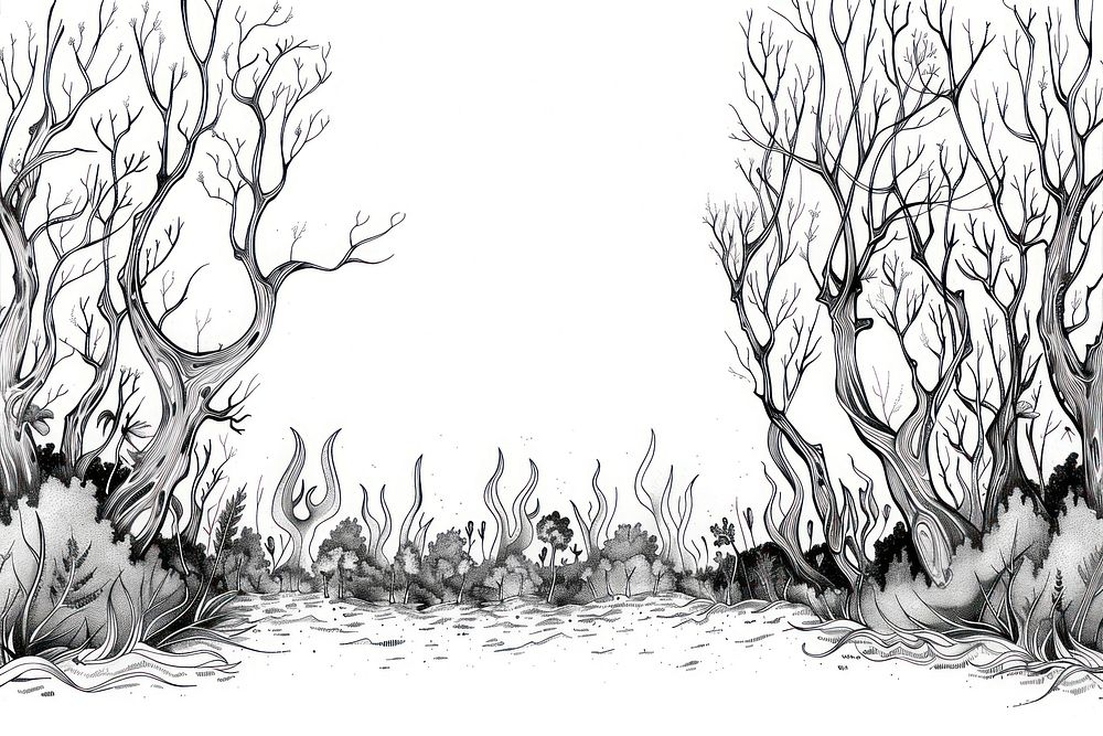 Forest fire drawing illustrated sketch. | Free Photo Illustration ...