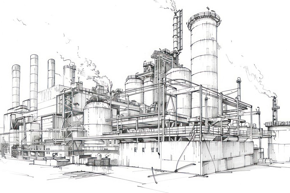 Factory drawing transportation architecture | Free Photo Illustration ...