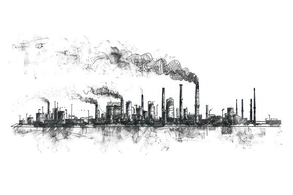 Factory pollution drawing architecture illustrated. | Free Photo ...