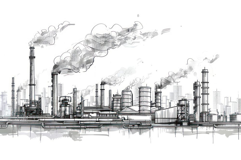 Factory pollution drawing architecture illustrated. | Free Photo ...
