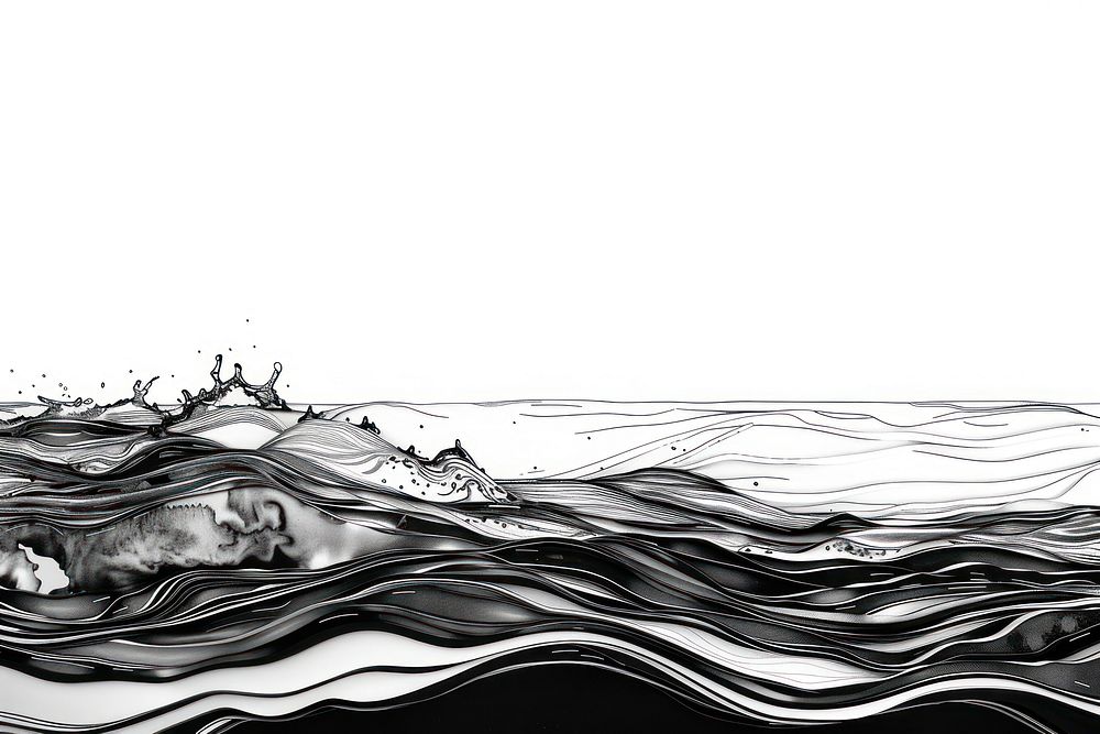 Oil spill ocean drawing illustrated | Free Photo Illustration - rawpixel