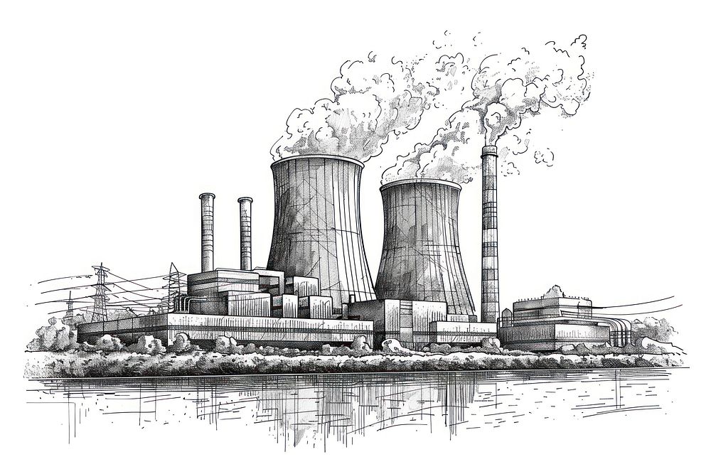 Nuclear powerplant drawing transportation architecture. | Free Photo ...