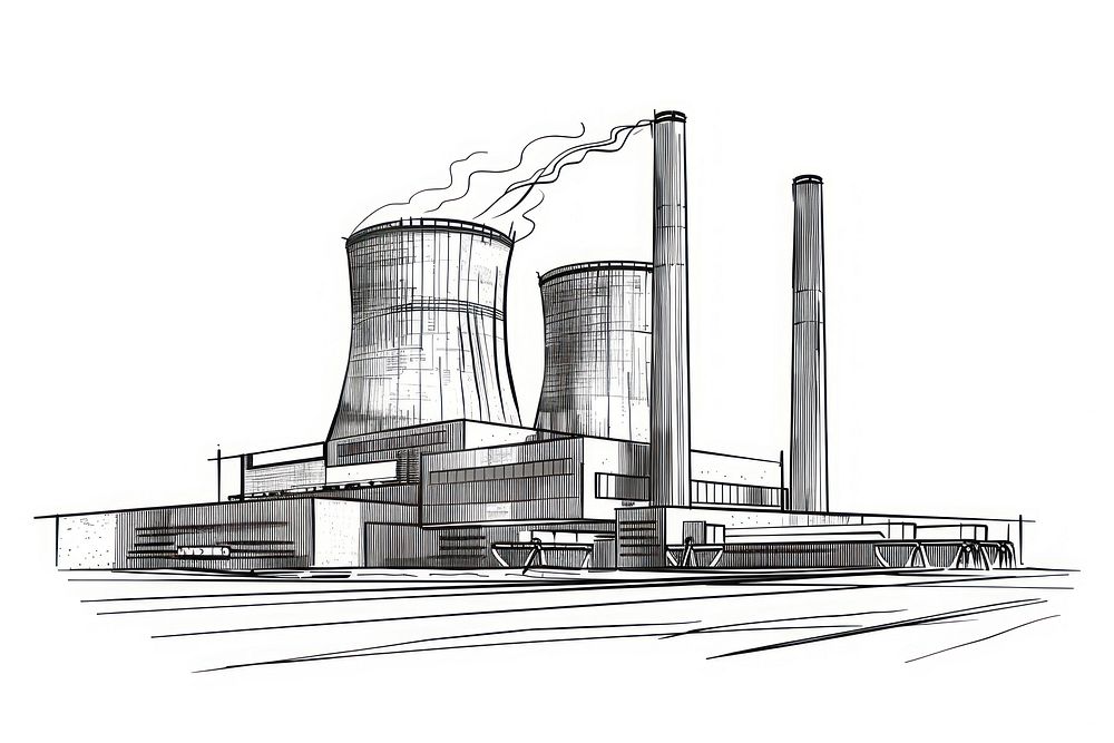 Nuclear powerplant drawing architecture illustrated. | Free Photo ...