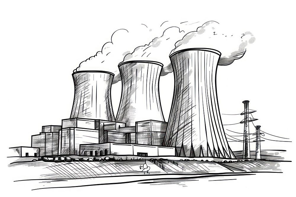 Nuclear powerplant drawing transportation architecture. | Free Photo ...