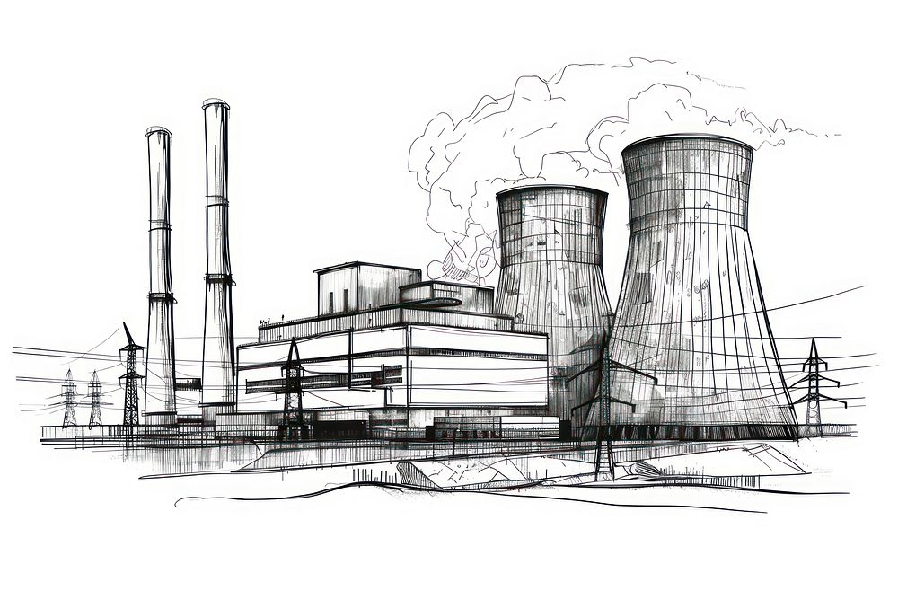 Nuclear powerplant drawing architecture illustrated. | Free Photo ...
