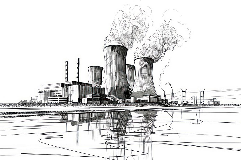 Nuclear powerplant drawing architecture illustrated. | Free Photo ...