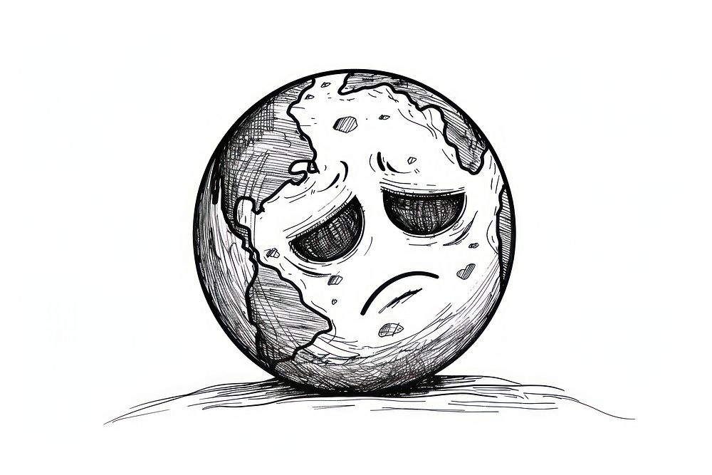 Sad earth emoji drawing illustrated | Free Photo Illustration - rawpixel