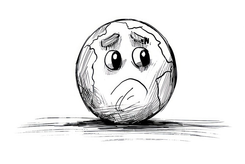 Sad earth emoji drawing illustrated | Free Photo Illustration - rawpixel