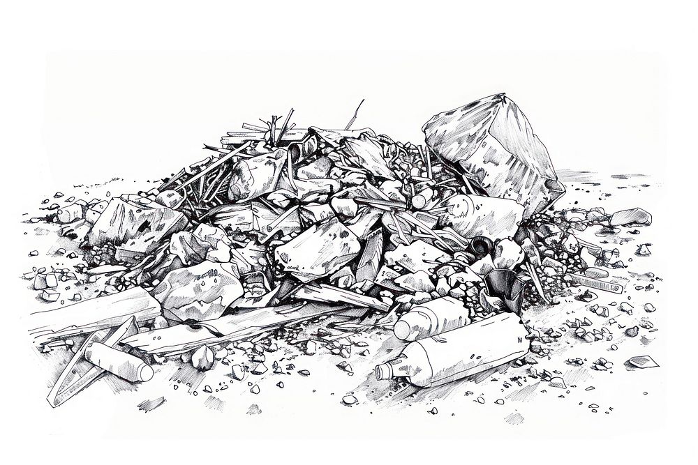 Trash beach drawing illustrated sketch. | Free Photo Illustration ...