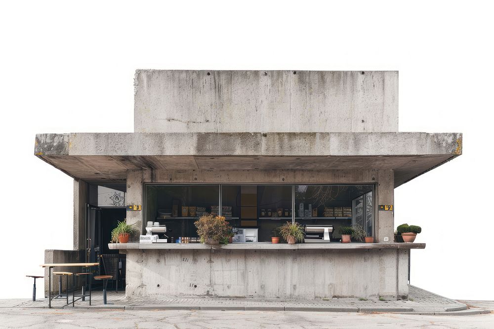 Brutalism coffee shop architecture building | Free Photo - rawpixel