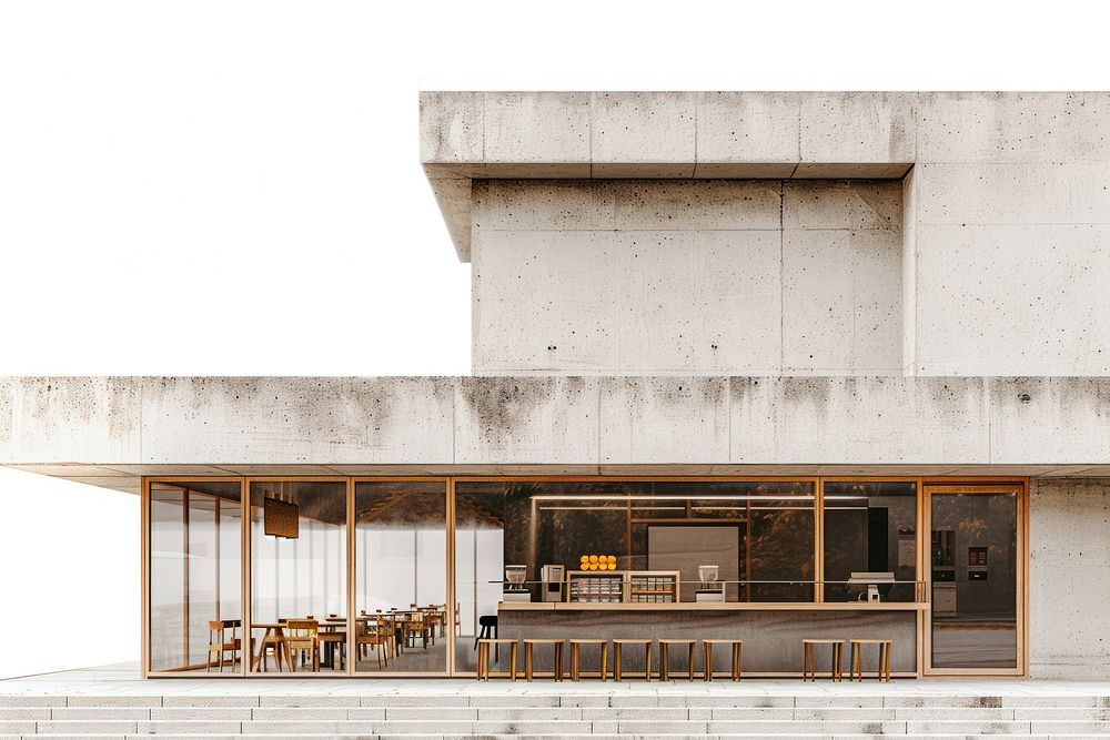 Brutalism coffee shop architecture building | Free Photo - rawpixel