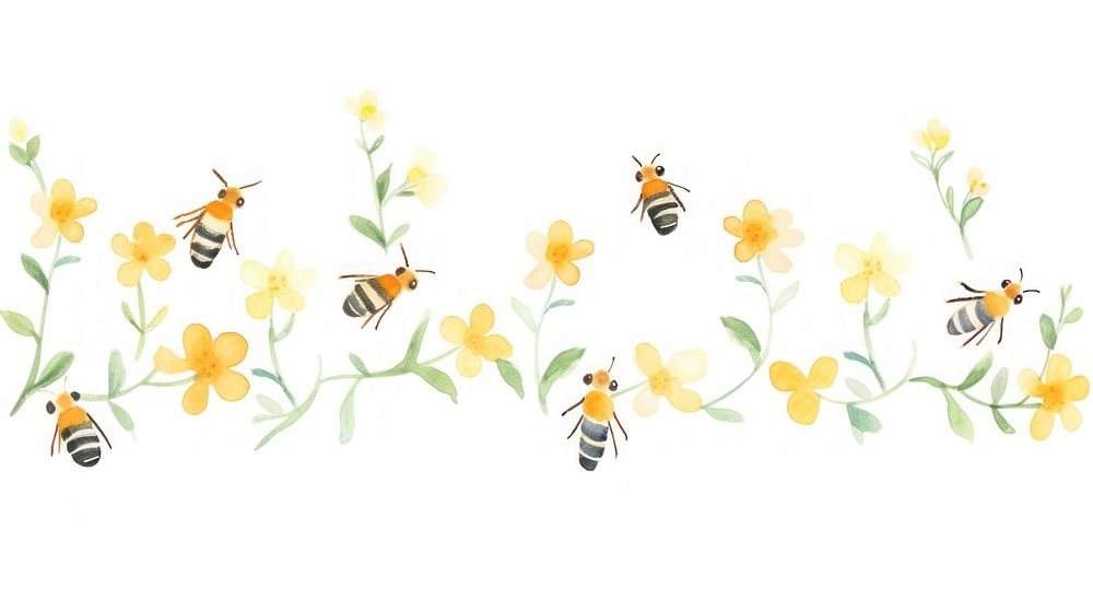 Bees as divider watercolor invertebrate | Free Photo Illustration ...