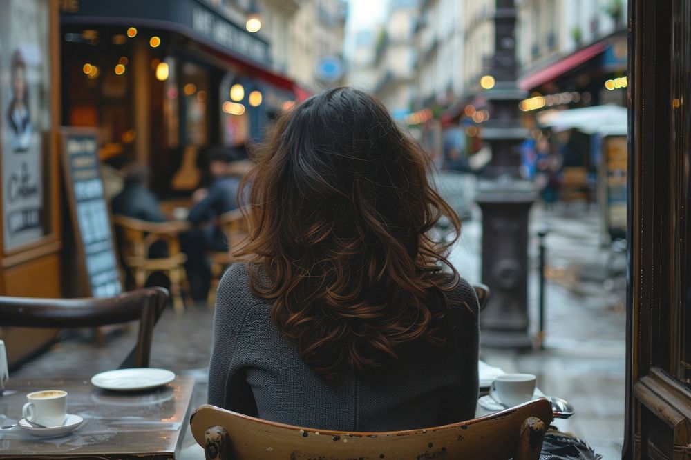 Woman sitting front cafe photo | Free Photo - rawpixel