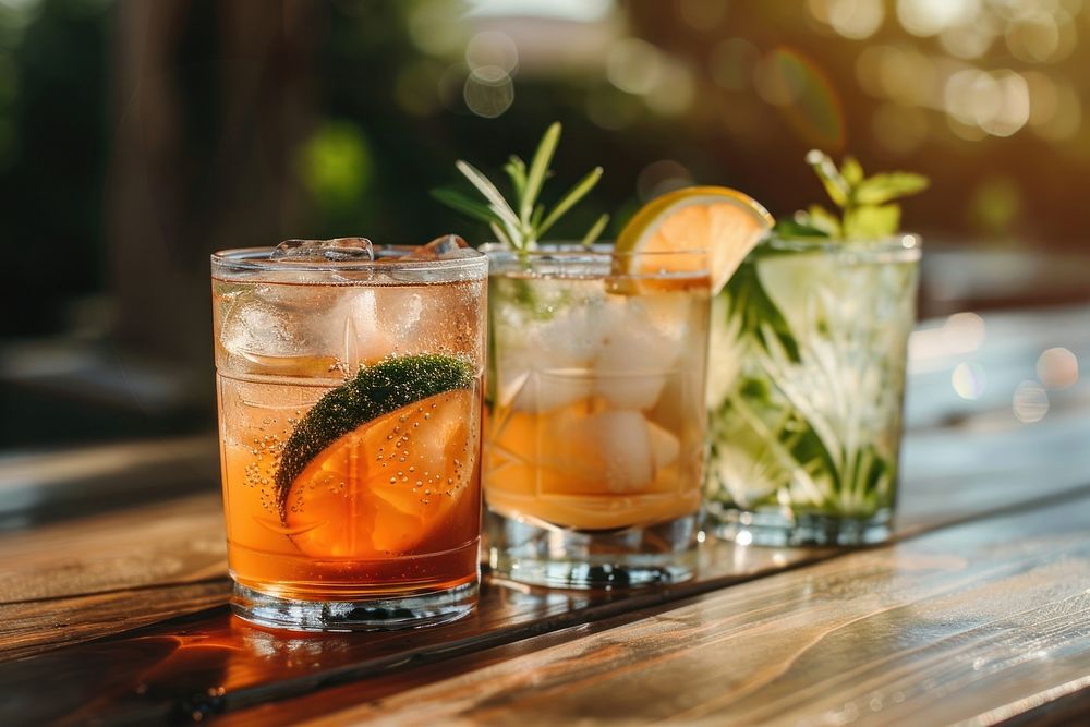 Refreshing Cocktails Wooden Table cocktail | Free Photo - rawpixel