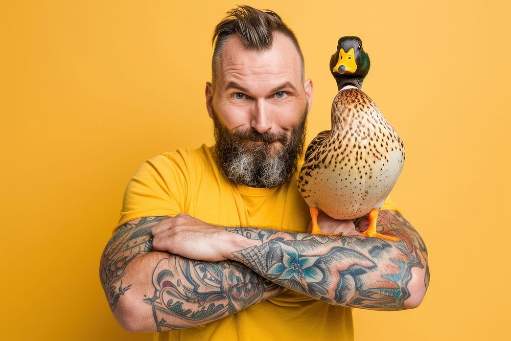 Hispanic man hug duck photography | Free Photo - rawpixel
