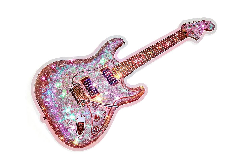 Glitter guitar flat sticker musical | Free Photo Illustration - rawpixel