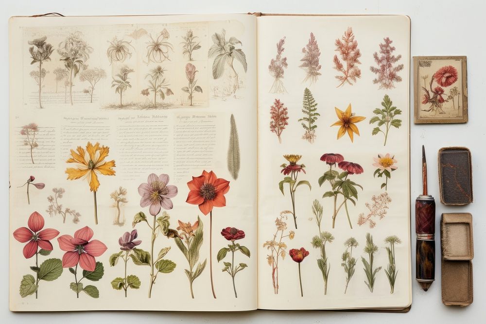 Vintage botanical notebook flower page | Free Photo - rawpixel