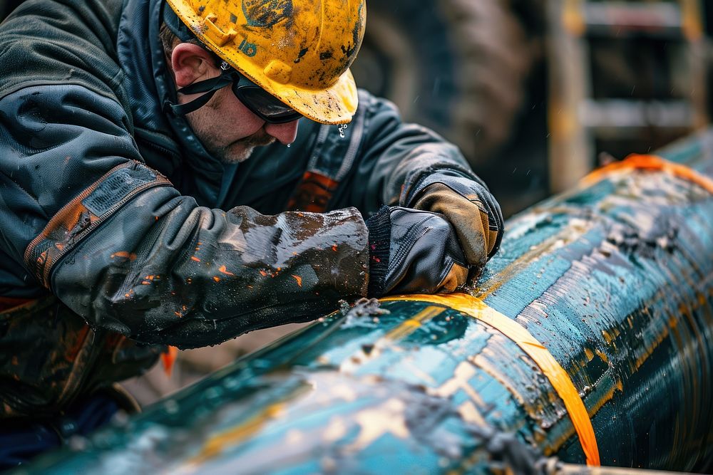 Construction worker wrapping pipe Teflon | Free Photo - rawpixel