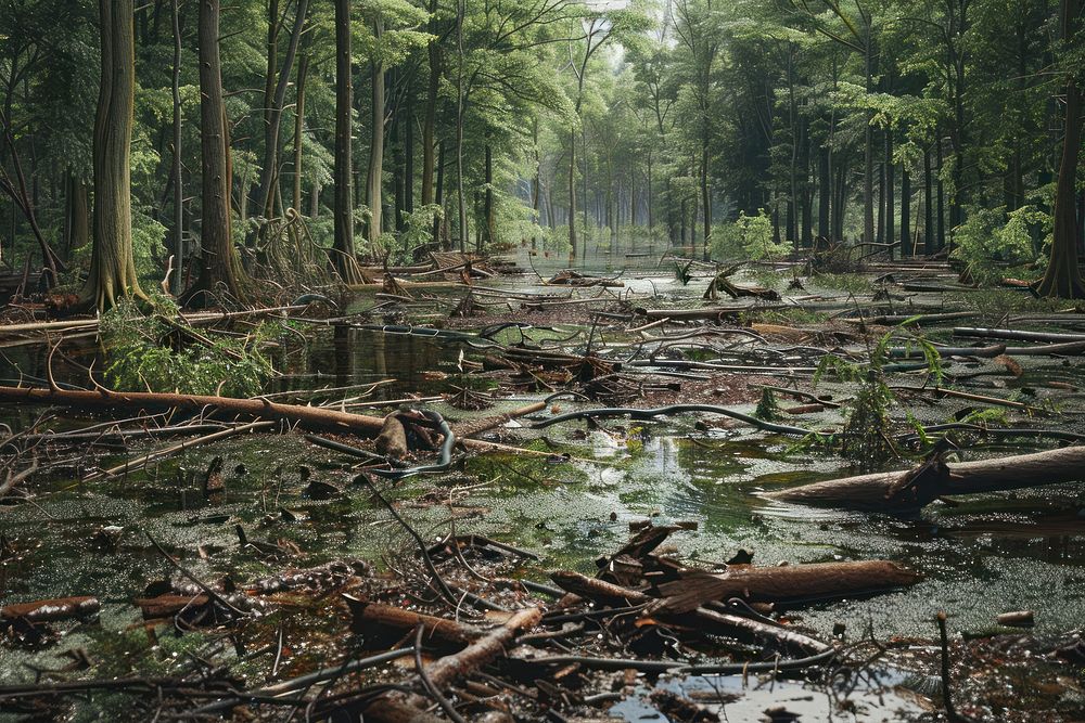 Flooded forest tsunami land tree | Free Photo - rawpixel