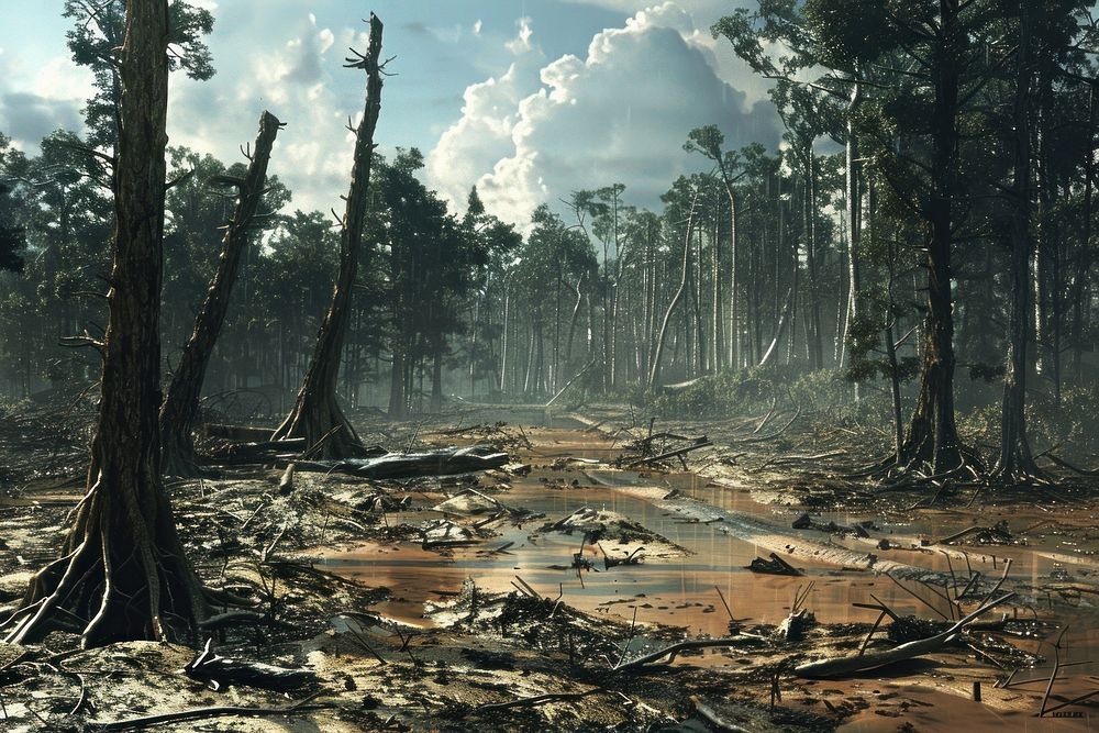 Flooded forest tsunami land tree | Free Photo - rawpixel