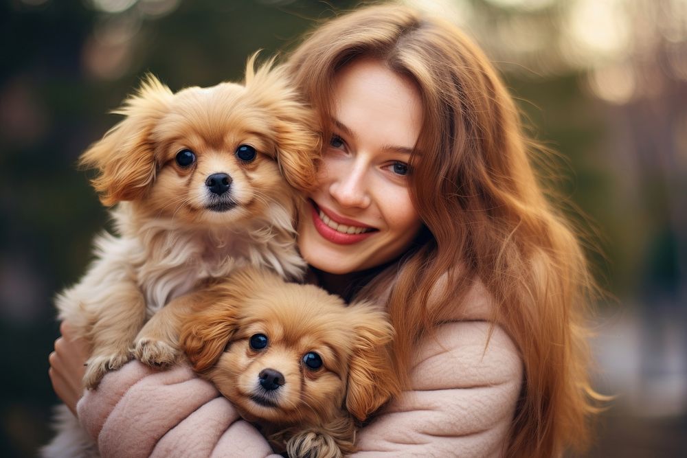 Young woman two dogs portrait | Free Photo - rawpixel