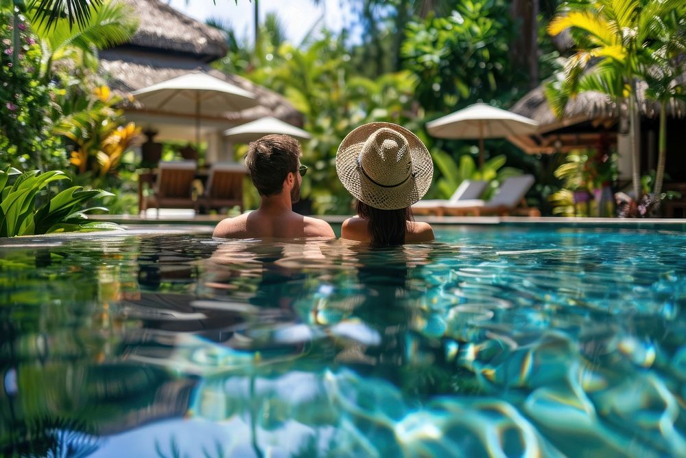 Young couple resort pool architecture. | Free Photo - rawpixel