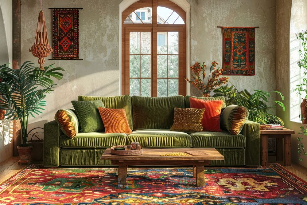 Plant table rug interior design. | Premium Photo - rawpixel