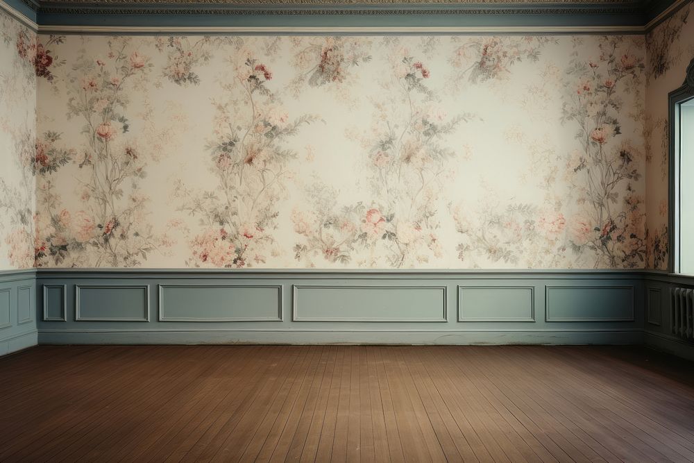 Vintage floral pattern wallpaper wall | Free Photo - rawpixel