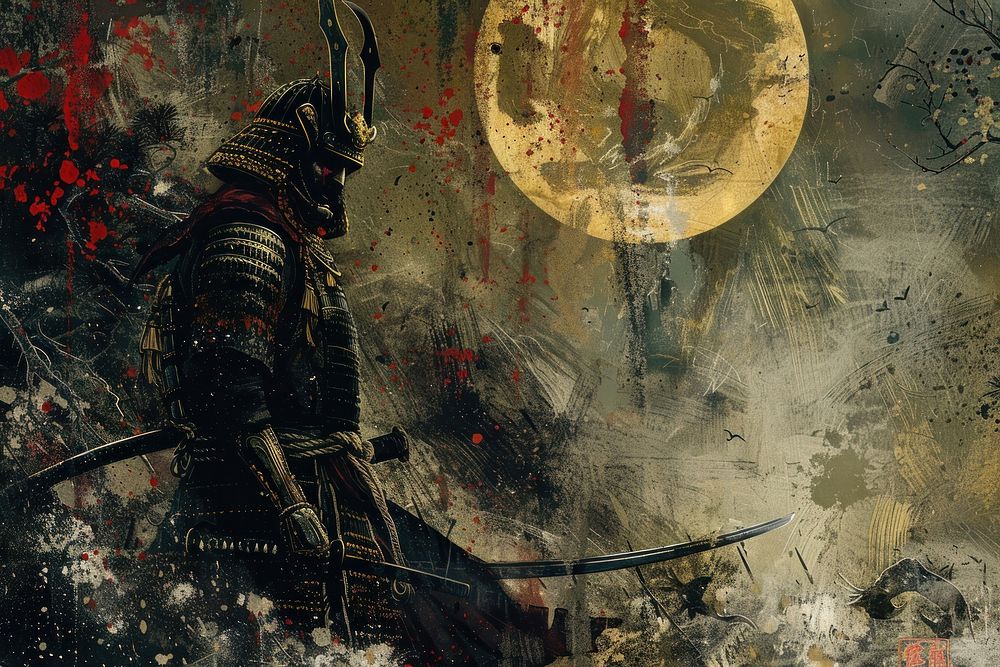 Japanese warrior art painting samurai. | Free Photo Illustration - rawpixel