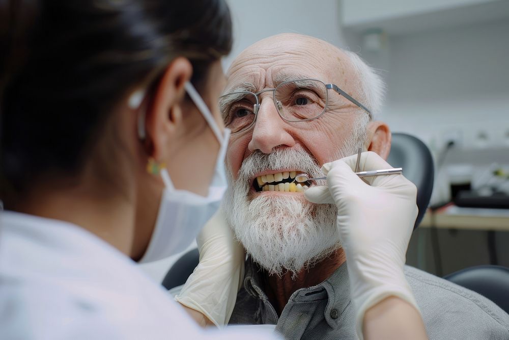 Checking teeth old man sitting | Free Photo - rawpixel