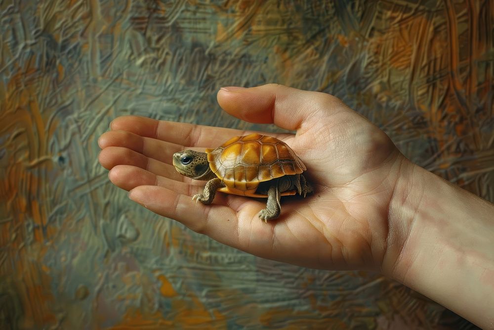 Tiny tortoisein arms reptile animal | Free Photo - rawpixel