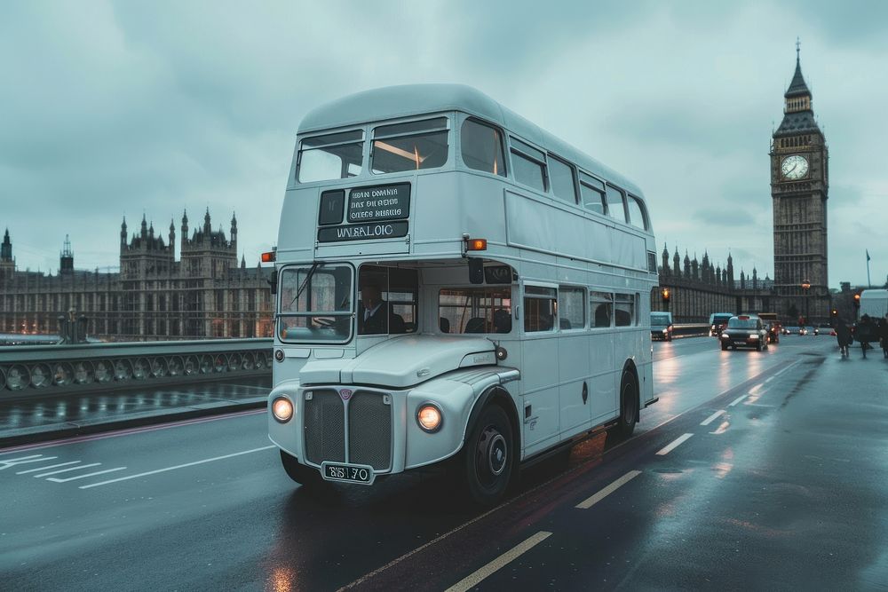 White double decker bus transportation | Free Photo - rawpixel