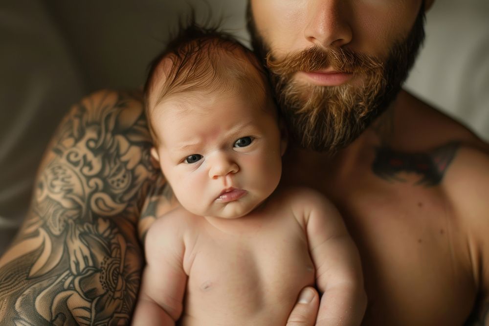 Baby dad body skin-to-skin photo | Free Photo - rawpixel