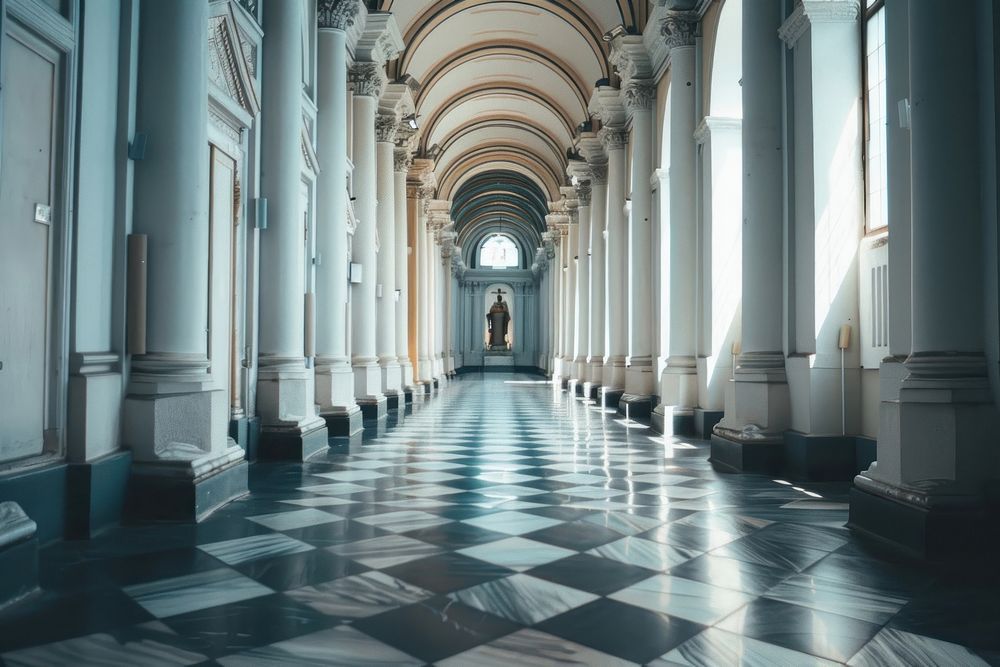 Hallway Catholic Church pillars architecture | Free Photo - rawpixel