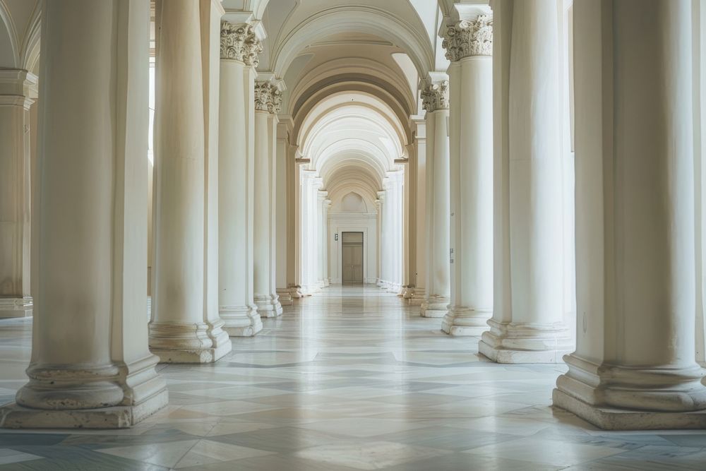 Hallway Catholic Church pillars architecture | Free Photo - rawpixel