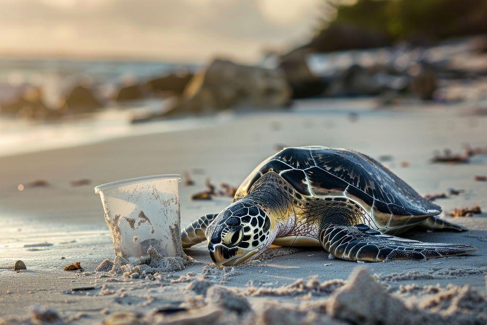 Sea turtle laying beach plastic | Free Photo - rawpixel