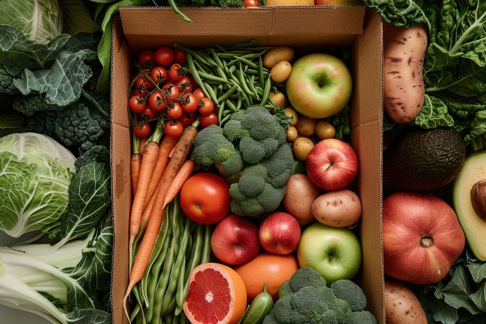 Cardboard box vegetable produce apple. | Free Photo - rawpixel
