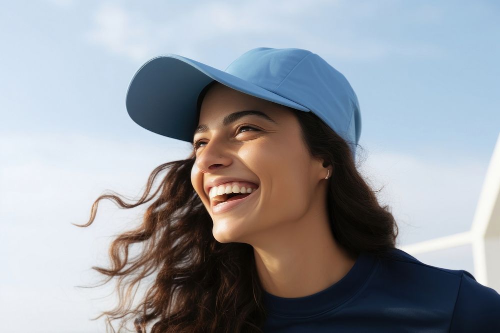 woman wearing bleu cap happy | Free Photo - rawpixel