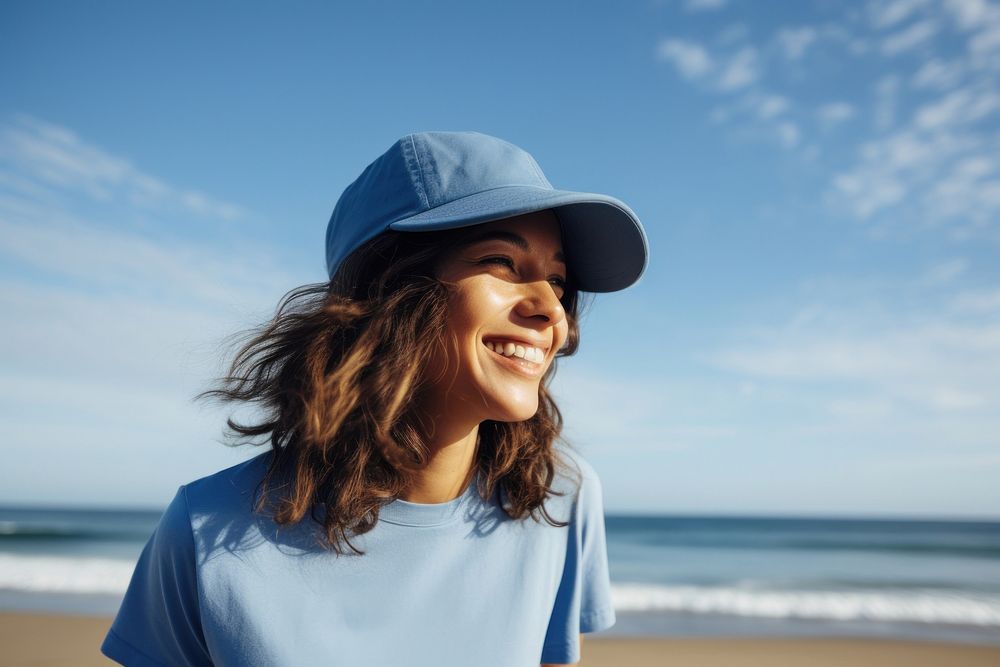 woman wearing bleu cap happy | Free Photo - rawpixel