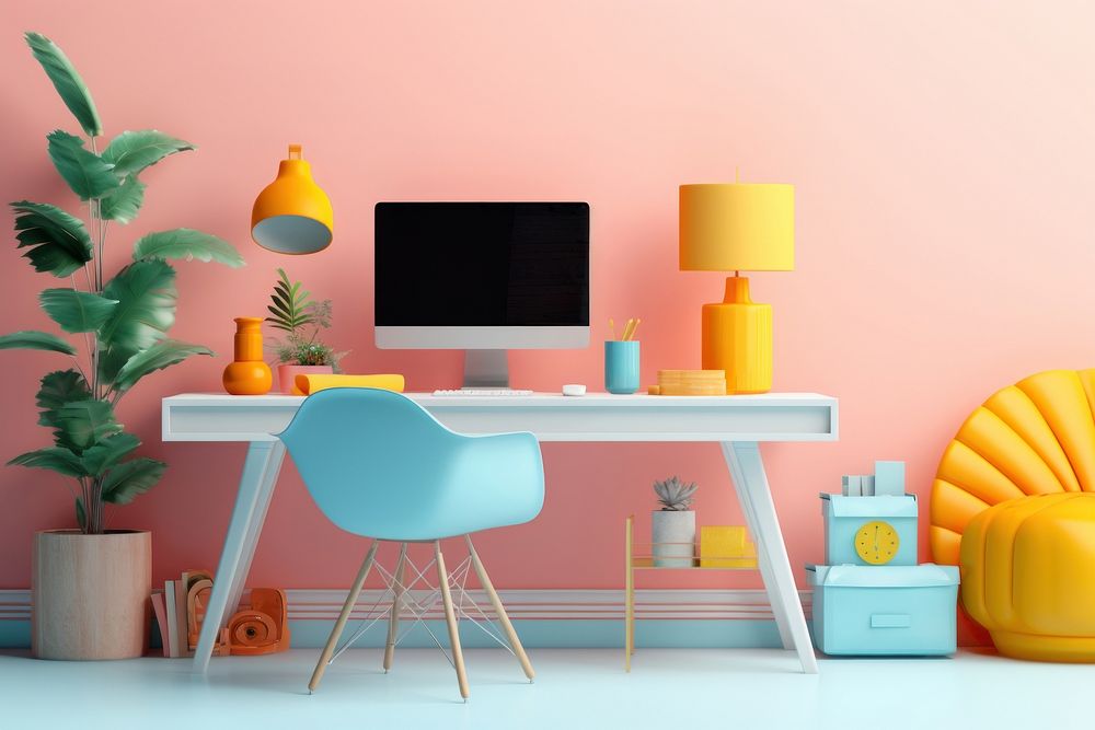 Work home electronics furniture computer. | Free Photo Illustration ...