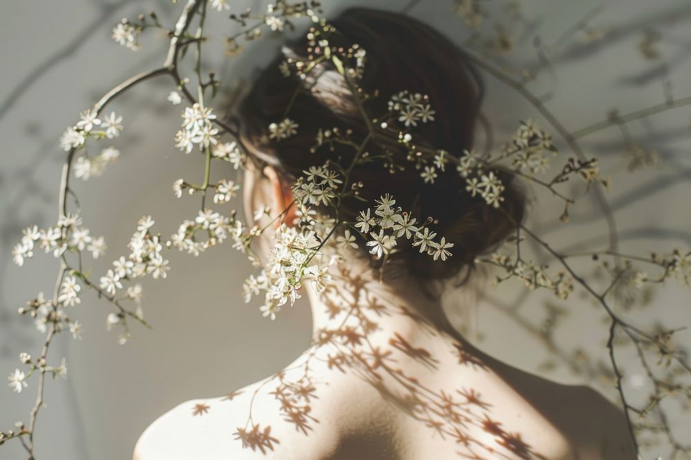 Flower shadow casting woman back | Free Photo - rawpixel