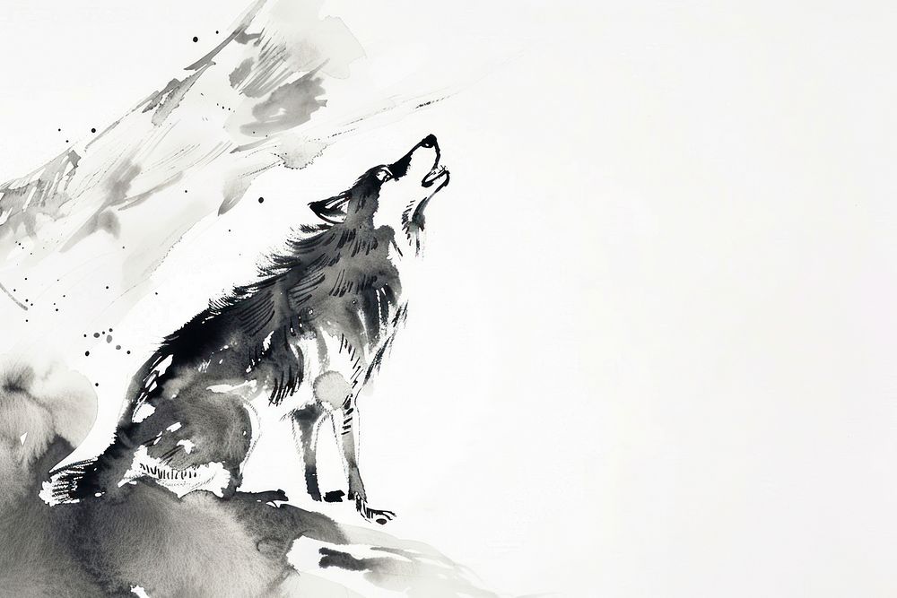 Wolf Japanese minimal art illustrated | Free Photo Illustration - rawpixel