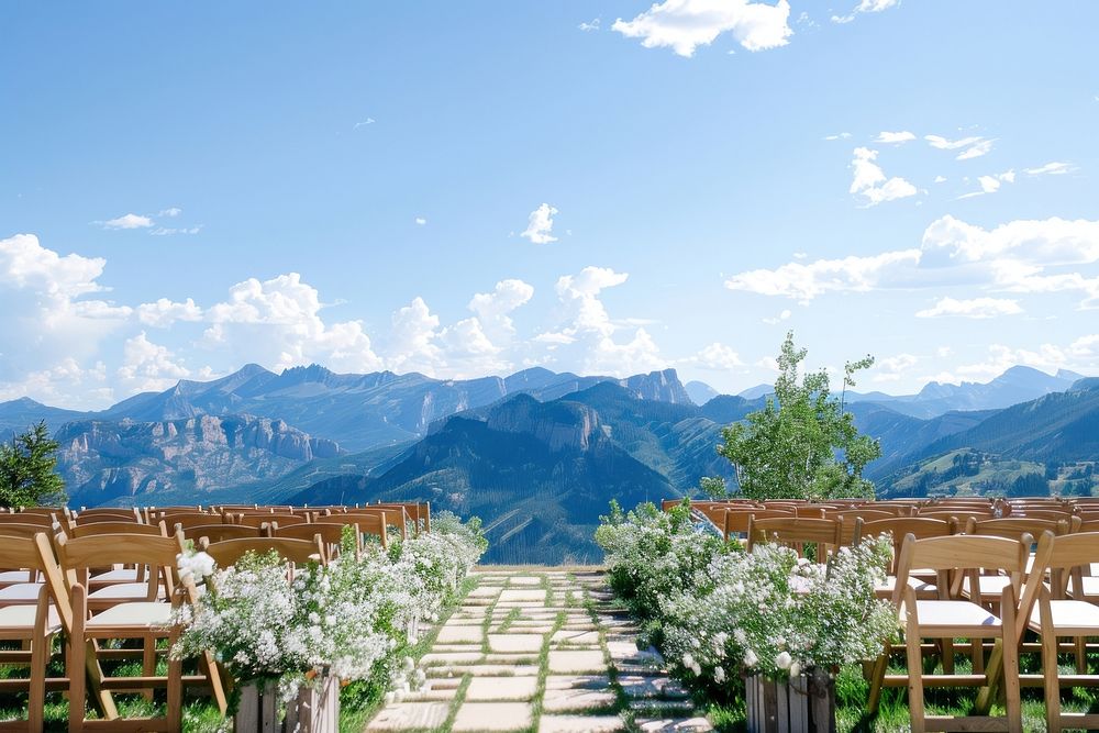 Wedding ceremony mountain chair architecture. | Free Photo - rawpixel