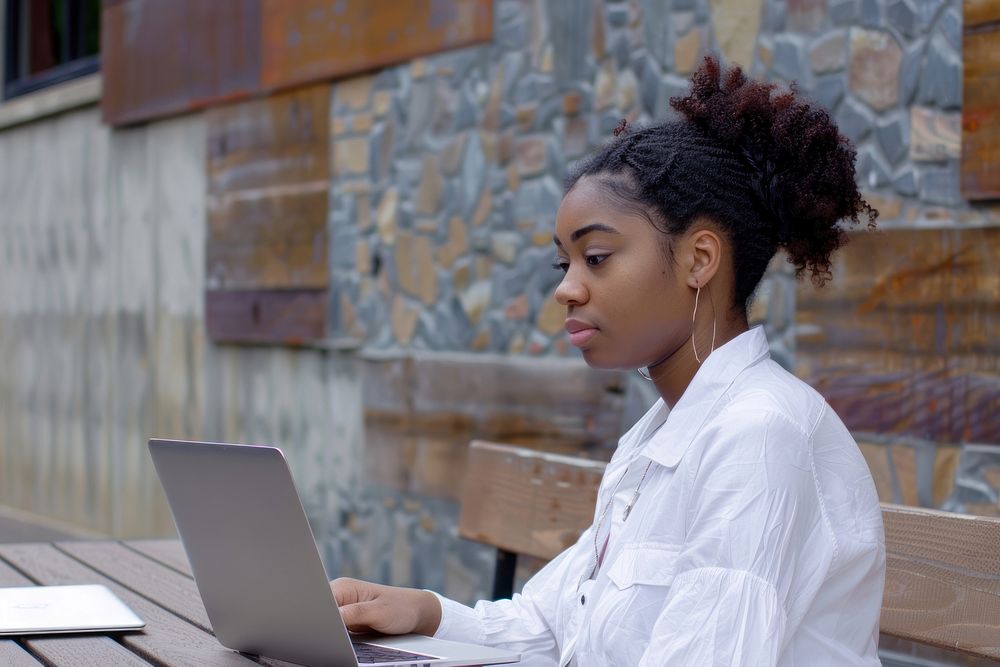 Black woman computer laptop electronics. | Free Photo - rawpixel